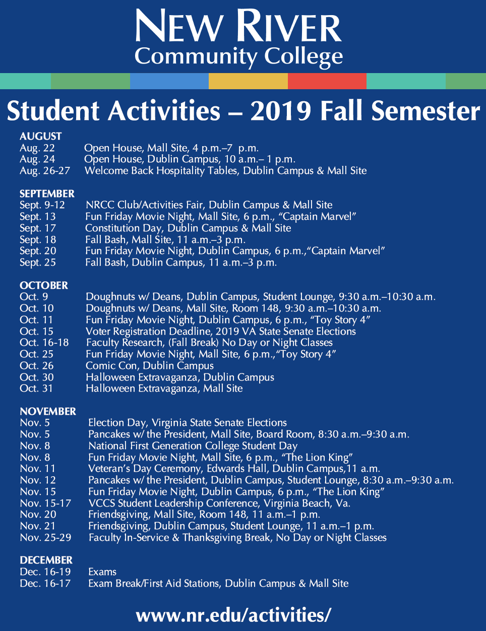 Upcoming Events | Student Activities | New River Community College | 12 ...